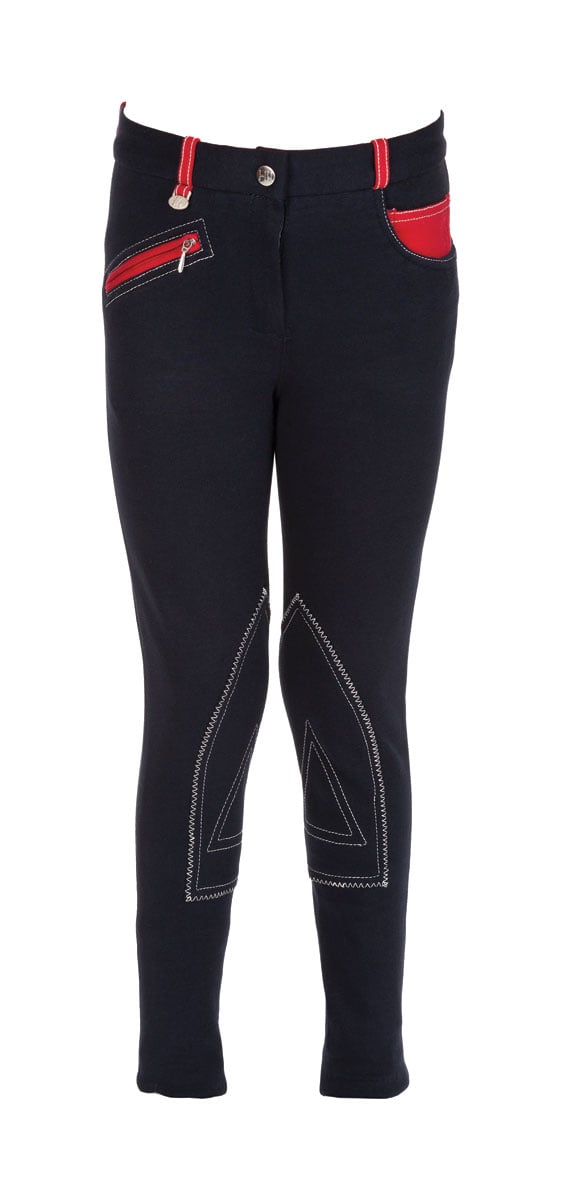 Hy Equestrian Diesel Children's Jodhpurs (Navy/Red)